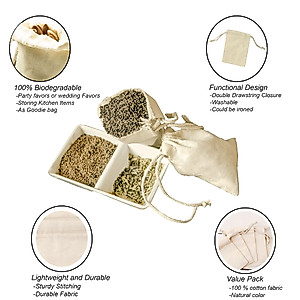 ecogreentextiles 100Pcs Muslin Natural Cotton Bags with Drawstring - 4x6 Inches 100% Organic Cotton used for Everyday Storage Grocery, Dust Cover, Shopping, Gift, Shoe