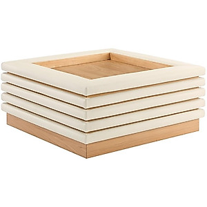 Meridian Furniture 210Cream-CT Rory Collection Modern | Contemporary Upholstered Coffee Table, Soft Cream Vegan Leather, Natural Finish Oak Veneer, Deep Channel Tufting, 39" W x 39" D x 16" H, Cream