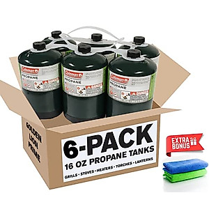 Propane Tank 6 Pack Fuel Cylinders 16oz | with Golden Lion Bonus