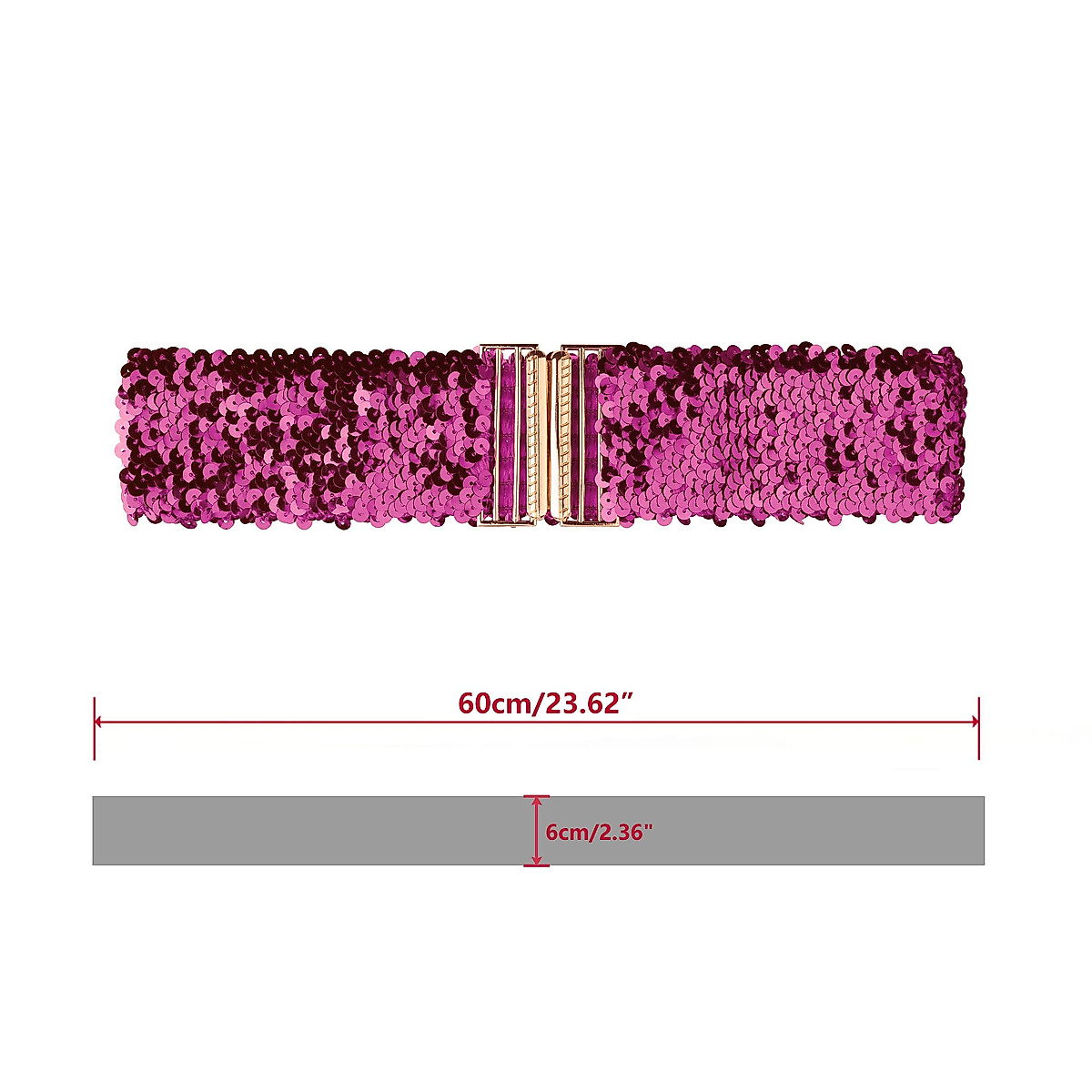 Allegra K Womens Wide Waist Belts Interlock Buckles Sequins Decor Shinny Stretchy Belts 2PCS 60cm/23.62" Dark Purple