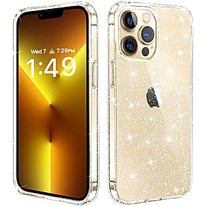 JJGoo Compatible with iPhone 13 Pro Max Case, Clear Glitter Sparkle Bling Slim Bumper Cover Soft Shockproof Phone Cases for iPhone 13 Pro Max (6.7 inch)