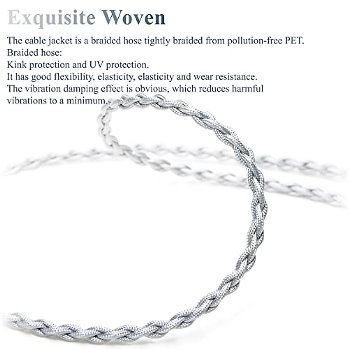 Elegia Headphone Cable Celestee Cable Stellia Cable 6N Single Crystal Silver Braid Cable for Focal Stellia Cable Focal elegia Cable Focal Celestee Cables Clear Elear Replacement Cable (3.5mm Plug)