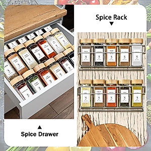 Aliggbent Spice Jars with Lable, 36 Pcs 4 oz Glass Spice Jars with Bamboo Lids, Spice Containers Bottles, Glass Seasoning Jars with Shaker Lids, Collapsible Funnel, for Spice Racks, Pantry,Cupboard