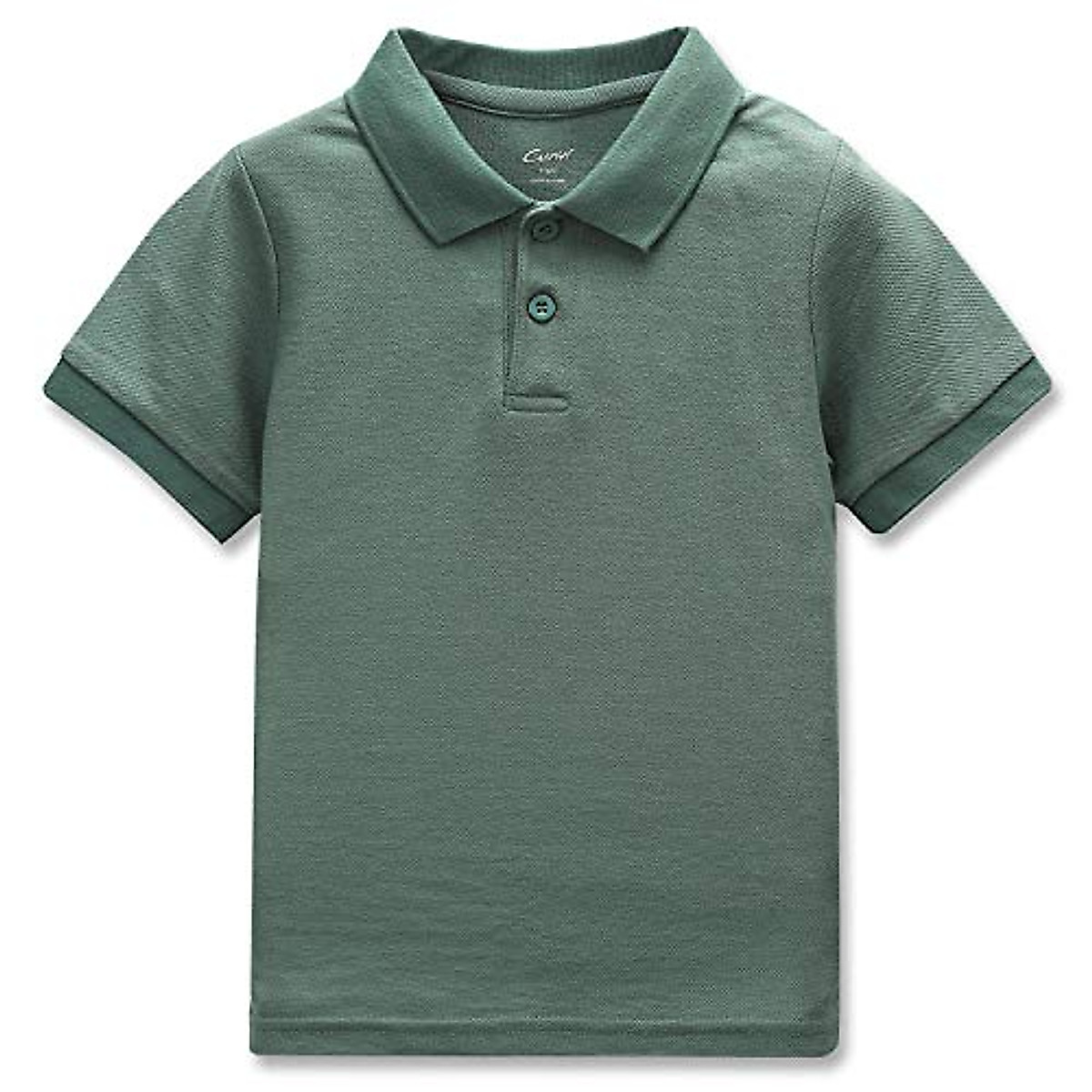 CUNYI Boys' Solid Color Cotton Pique Polo Uniform Shirts Short Sleeve, Green, 110