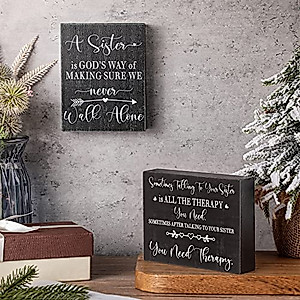 2 Pieces Sister Birthday Gifts from Sister Gift for Sister Funny Sister Gifts Sometimes Talking to Your Sister Is All The Therapy You Need Wood Sign Sister Birthday Gift Modern Farmhouse Decor