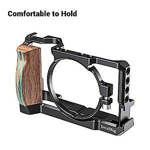 SMALLRIG Vlog Camera Cage for Sony RX100 VI and RX100 VII Camera (Fits DSC-RX100 M6 and DSC-RX100 M7 Camera) with Wooden Handle Grip Vlogger Youtuber – CCS2434