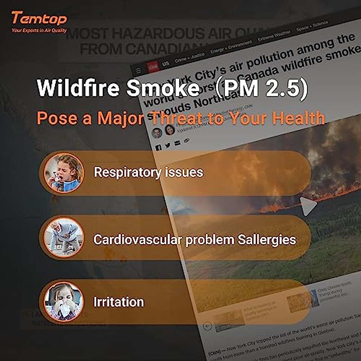 Temtop Indoor Thermometer Air Quality Monitor (1 PC)