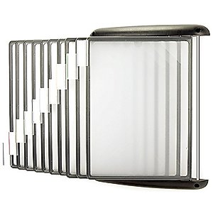 Aidata FDS022L E-Z Wall Mount Reference Organizer, Black, Can display 20 pages of reference sheets, Pockets swivel independently of the base to position pages where you want them