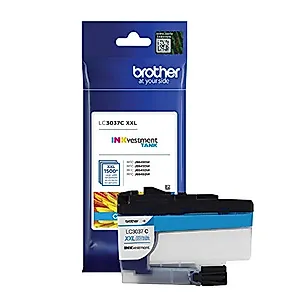 Brother Genuine LC3037C, Single Pack Super High-Yield Cyan INKvestment Tank Ink Cartridge, Page Yield Up to 1,500 Pages, LC3037, Amazon Dash Replenishment Cartridge