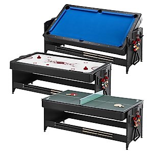 Fat Cat Original 3-in-1 Green 7' Pockey Multi-Game Table - Air Hockey, Billiards and Table Tennis - Blue