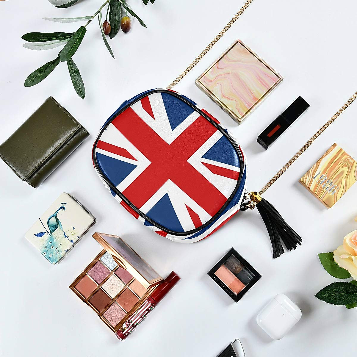 ALAZA PU Leather Small Crossbody Bag Purse Wallet UK British Flag Cell Phone Bags with Adjustable Chain Strap & Multi Pocket