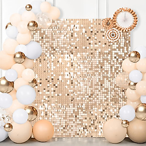 Square Shimmer Wall Backdrop Party Panels 24-Pack Sequin Wall Backdrop Champagne Tiktok Backgrounds for Wedding Anniversary Birthday Engagement and Bachelorette Parties