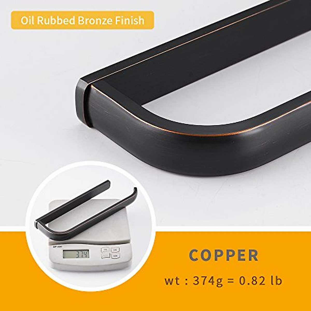 BESy Brass Hand Towel Bar for Bathroom Oil Rubbed Bronze, Rustproof Wall Mounted Towel Rack Hanger Bathroom Hardware Accessories Towel Holder 12 Inch