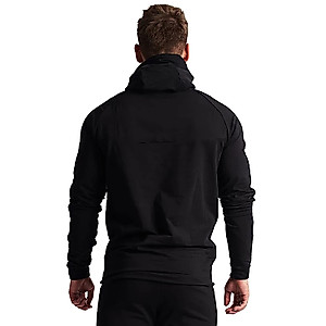 GYMELITE Men's 1/4 Zip Fashion Pullover Hoodie Athletic Workout Fit Cotton Blend Hooed Sweatshirts Casual Long Sleeve with Pockets(SOBK M Solid Black