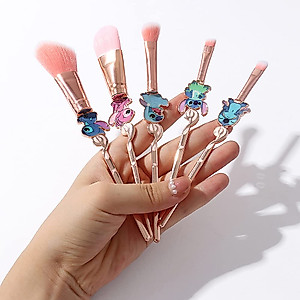 Stitch Makeup Brushes Bracelet Set - Ohana Interstellar Baby Stitch Makeup Brush and 8.26in Pandora Stitch Bracelet Gifts for Girls Women Birthday Christmas