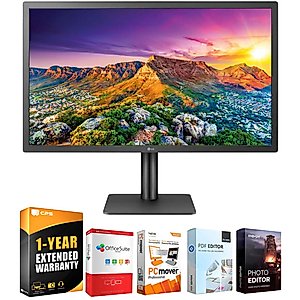 LG 24MD4KL-B 24-inch Ultrafine 4K UHD IPS Monitor with macOS Compatibility Bundle with 1 YR CPS Enhanced Protection Pack and Tech Smart USA Elite Suite 18 Standard Editing Software Bundle