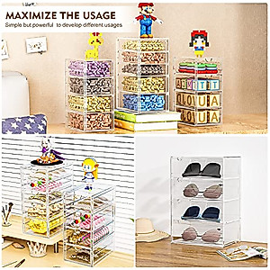 Desk Organizers And Accessories With 13 Drawers, Office Desktop Drawers, Plastic Makeup Organizer Containers Bins With Drawers Desk Organization, Bathroom Organizers Storage Case Box Cube, Pack of 3