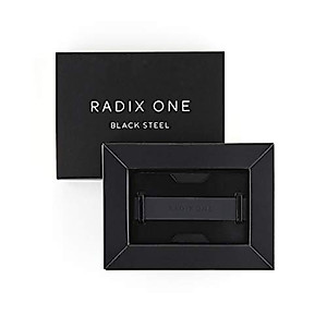 Radix One Black Steel - RFID Blocking Minimalist Front Pocket Ultra Thin Strong Wallet Money Clip Card Holder