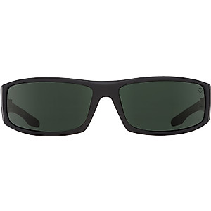 SPY Cooper XL, Rectangular Wrap Sunglasses, Color and Contrast Enhancing Lenses, Matte Black - Grey Polarized Lenses