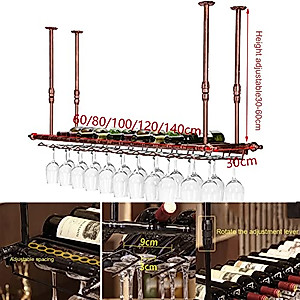 Qunine Bar Unit Floating Shelves Wall-Mounted Wine Racks, Ceiling Wine Bottle Holder Hanging Metal Iron Wine Glass Rack Goblet Stemware Racks (Size : 140x30cm)