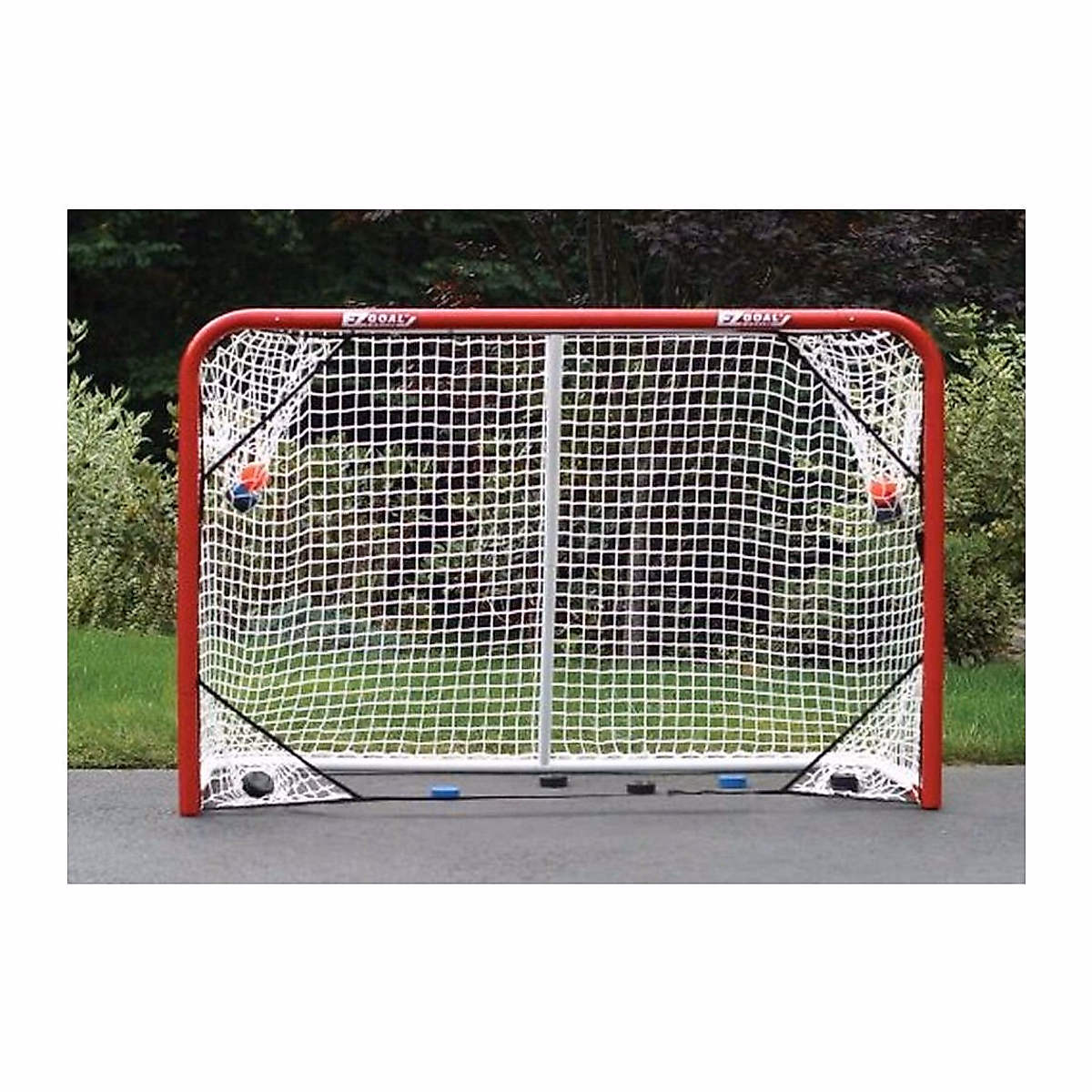 EZGoal 67109 Monster Steel Tube Heavy-Duty Official Regulation Folding Metal Hockey Goal Net, 6 x 4 - Feet, Red