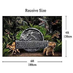 Dinosaur Themed Backdrop for Kids Boys Happy Birthday Party Teens Birthday Dinosaur Photography Background Jungle World Photography Backdrops 6x4ft