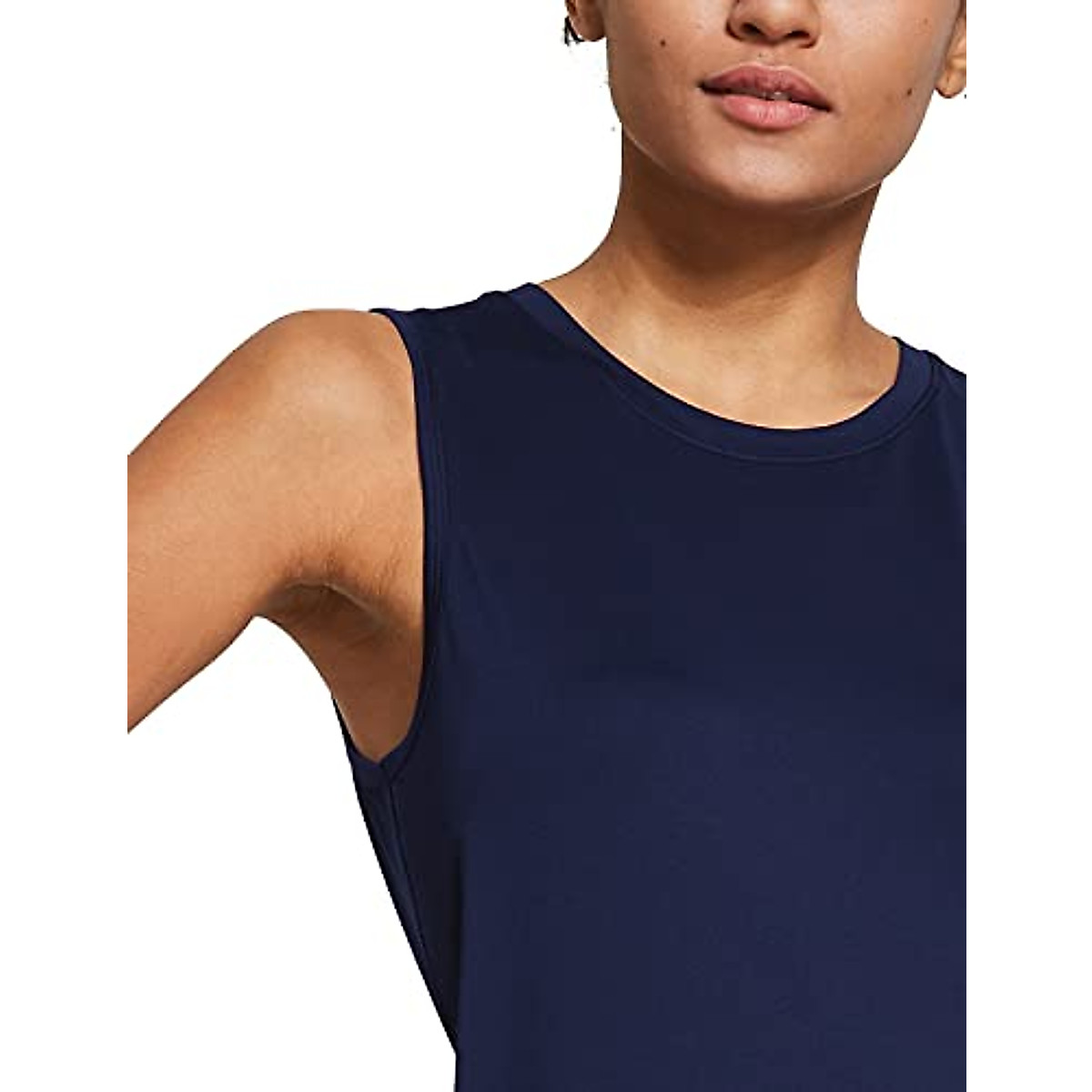 BALEAF Women's Sleeveless Athletic Shirts Workout Running Tank Tops Active Gym Tops Navy Size M