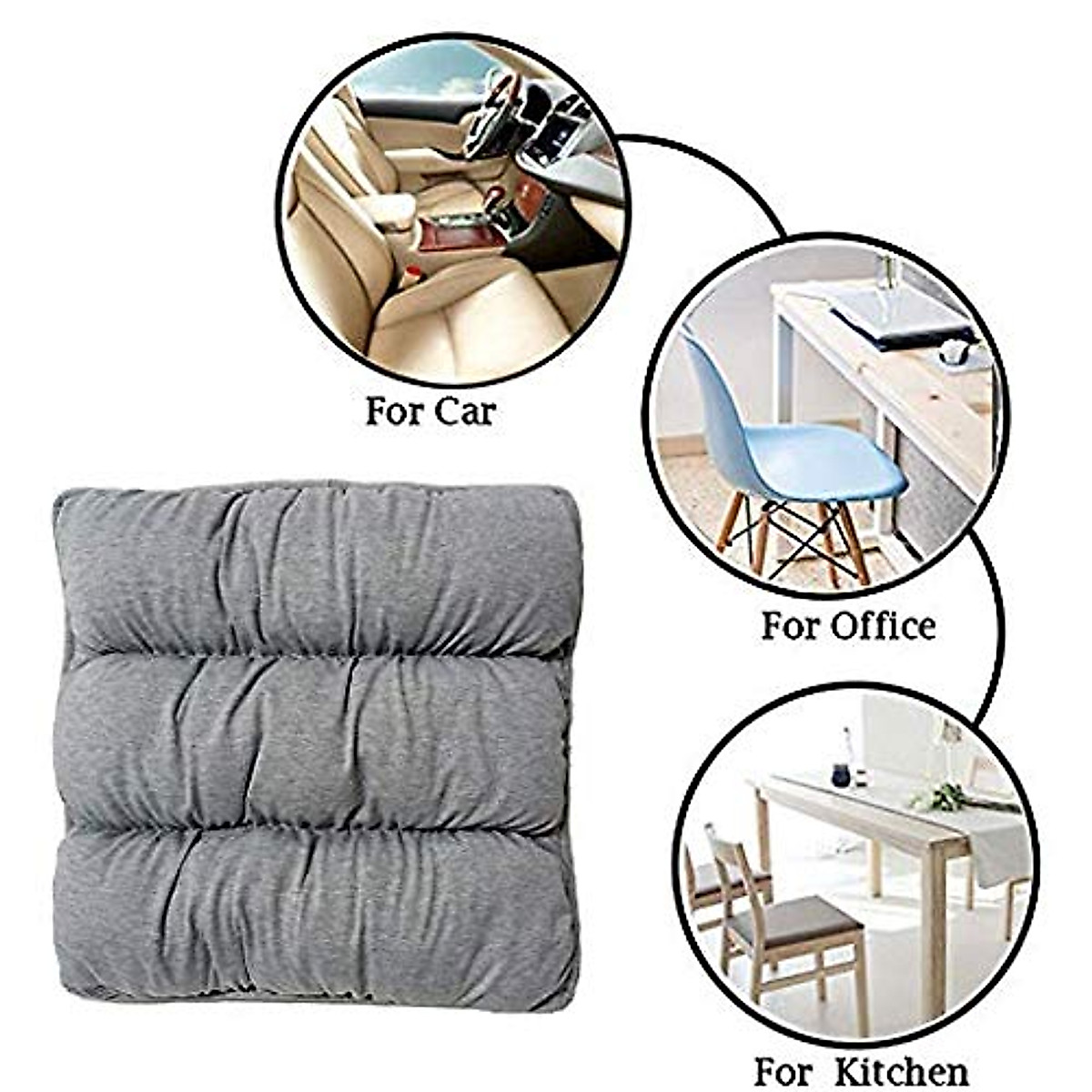Big Hippo Chair Pads Square Chair Cushion Soft Thicken Seat Pads Cushion Pillow for Office,Home or Car Sitting 17.7" x 16.9"(Grey)