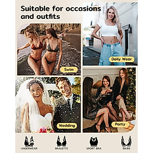 Niidor Self-Adhesive Bra Pads Insert Removable Triangle Push Up Sticky Bra Cups Inserts Breast Lifter for Bikini Swimsuit