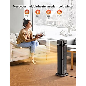 Space Heater,VCK 24" 12ft/s Fast Quiet Heating Portable Electric Heater with Remote, Night Light,80° Oscillation,4 Modes,Overheating&Tip-Over Protection, Ceramic Heater for Bedroom,Office&Indoor Use
