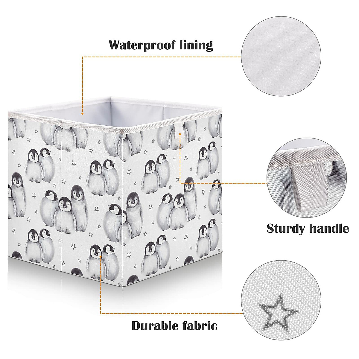 Cute Baby Penguins Storage Basket Storage Bin Rectangular Collapsible Shelves Basket Empty Gift Baskets Organizer for Home Laundry Room