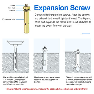 EMART Wall Mounting Triangle Boom Arm, Support 180° Flexible Rotation, Max Length 70.9 inches/180cm, Save Space, Photography Strobe Lighting Ring Light Softbox Reflector Umbrella Monolight