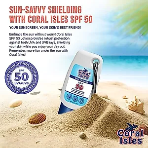CORAL ISLES | Reef-Friendly | SPF 50 Sunscreen Lotion | Broad Spectrum Sunburn Protection | Hawaii Compliant as Reef Safe Sunscreen | No Oxybenzone or Octinoxate | 2 Fl Oz Each (2-pack)