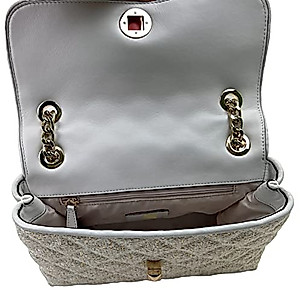 Kate Spade Natalia Sequin Tweed Fabric Medium Flap Crossbody (White multi)