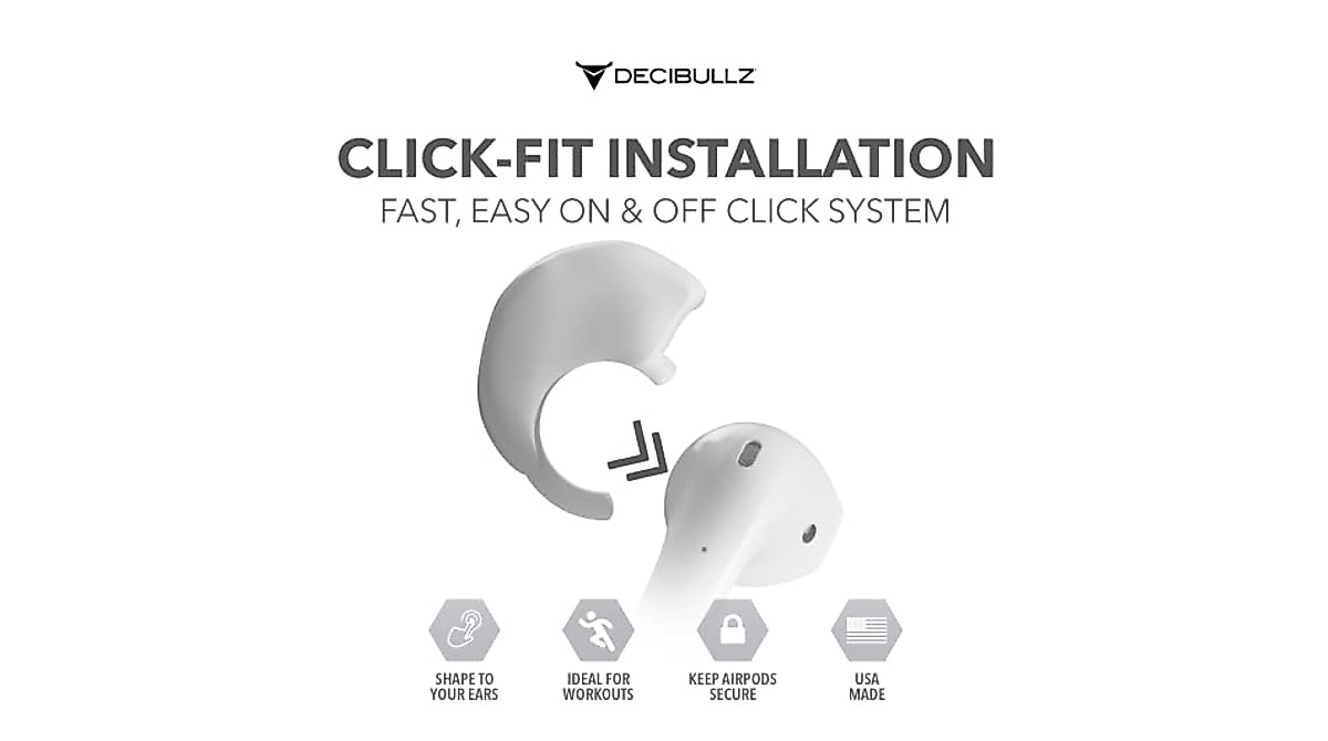 Decibullz Custom Moldable Ear Hooks for Apple AirPods & EarPods