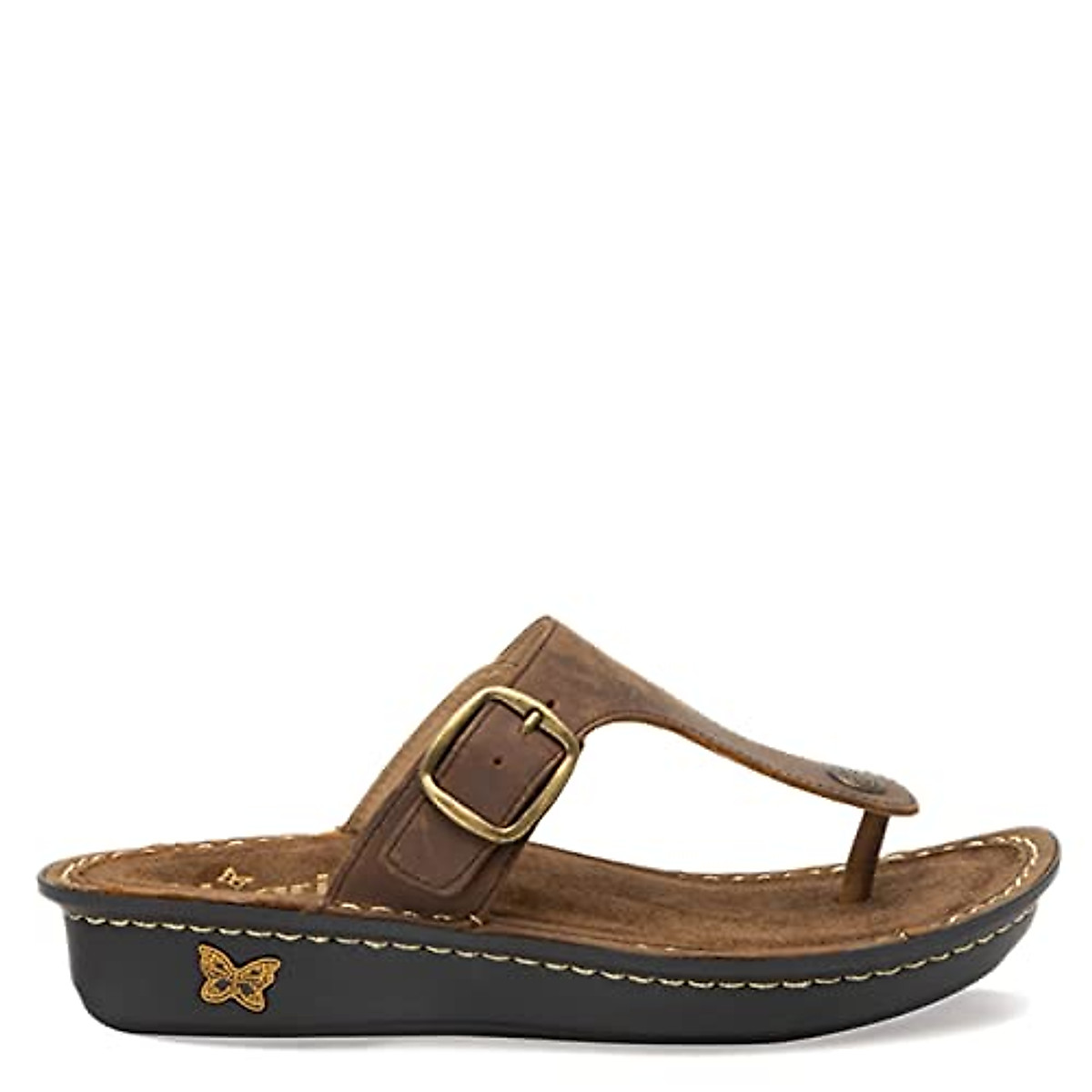 Alegria Women's Vella Oiled Brown Thong Sandal 7-7.5 M US