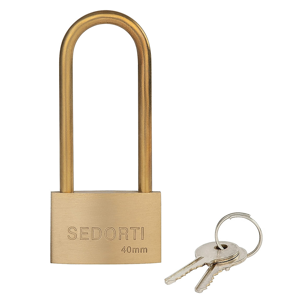 SEDORTI Weather Proof Lock, Solid Brass Padlock with Brass Long Shackle, 1-1/2" Wide, Marine Padlock