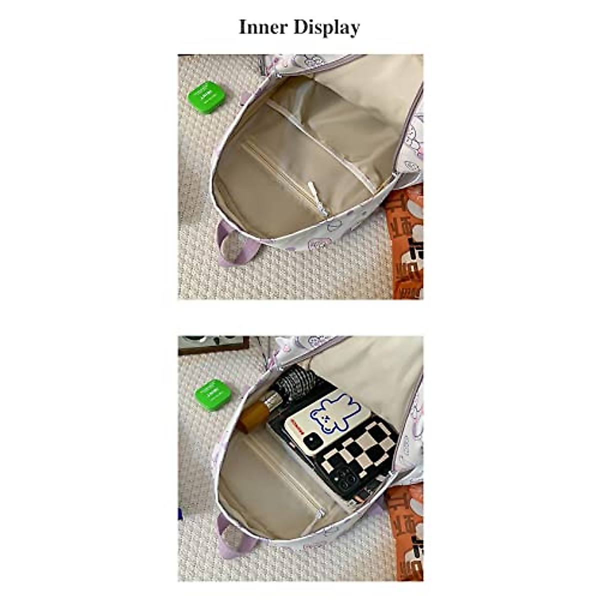 JHTPSLR Kawaii Cartoon Backpack with Plushies Cute Cartoon Printing Preppy Backpack for Teen Girls Back to School Supplies (Lucky Puppy)