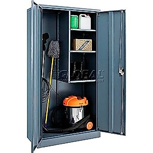 Global Industrial Assembled Janitorial Cabinet, 36x18x72, Gray