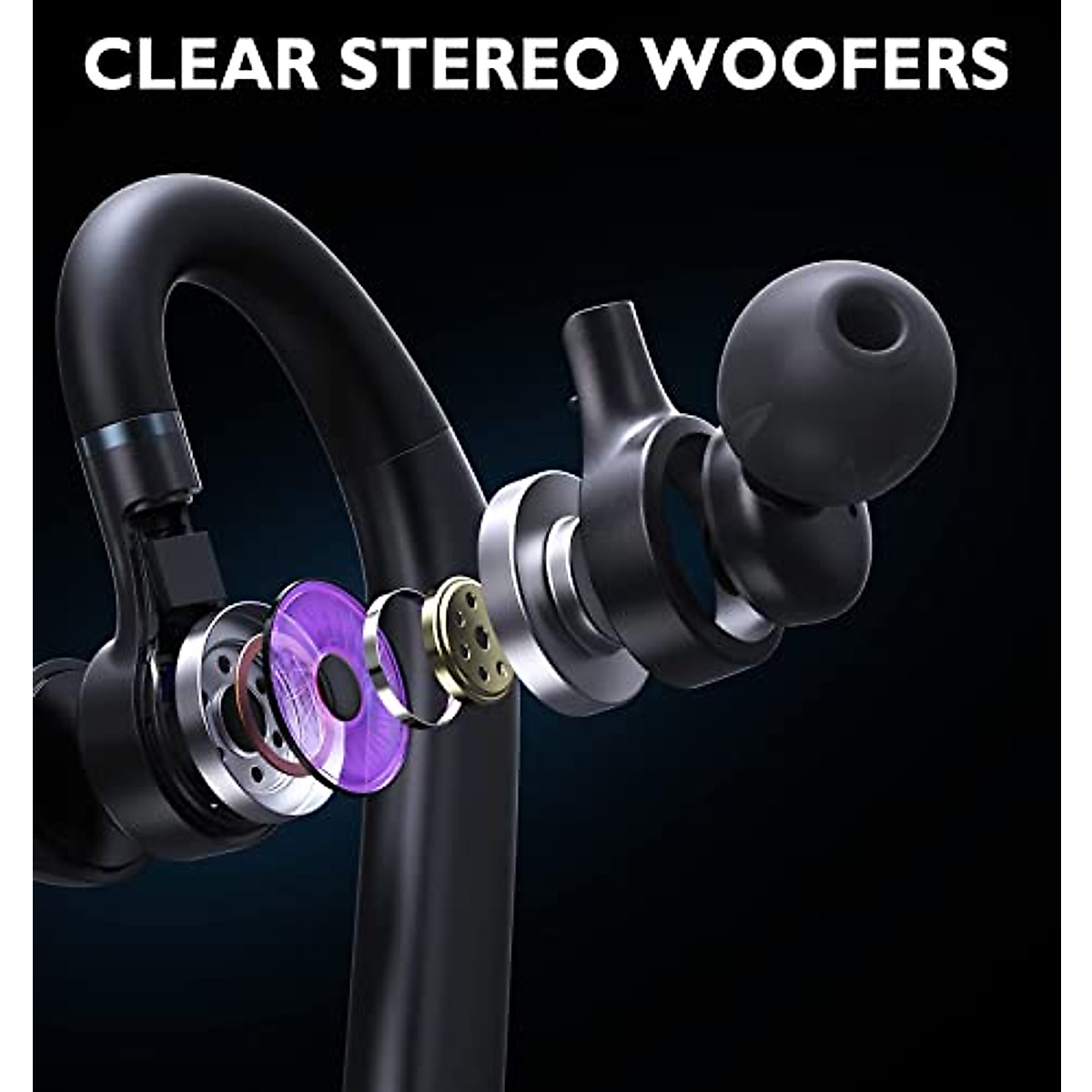 Eumspo Headset Wireless Earpiece 60Hrs Playback Built-in Dual Mic Noise Canceling Wireless Headset Earphone with 400mAh LED Charging Case for Business Office Trucker, Black