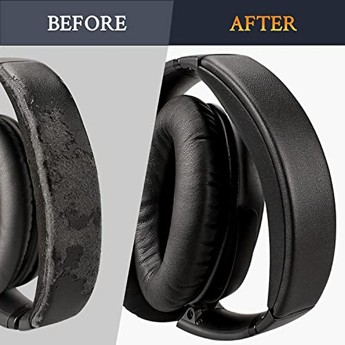 SOULWIT Replacement Headband Pad Kit for Bose QuietComfort 45 (QC45)/QuietComfort SE (QC SE) Headphones, Easy DIY Installation (Black)