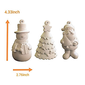 Schuang Paint Your Own Figurines Decorate Your Own Painting Set Plaster Craft Kit for Kids (Christmas Tree, Santa Claus, Snowman)