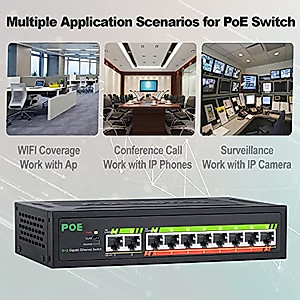TEROW PoE Switch, 10 Port Gigabit Ethernet Network Switch( 8 PoE+ Port with 2 Extra Uplink Port), 802.3af/at Compliant | Plug & Play | Shielded Ports | Traffic Optimization | Fanless Quiet