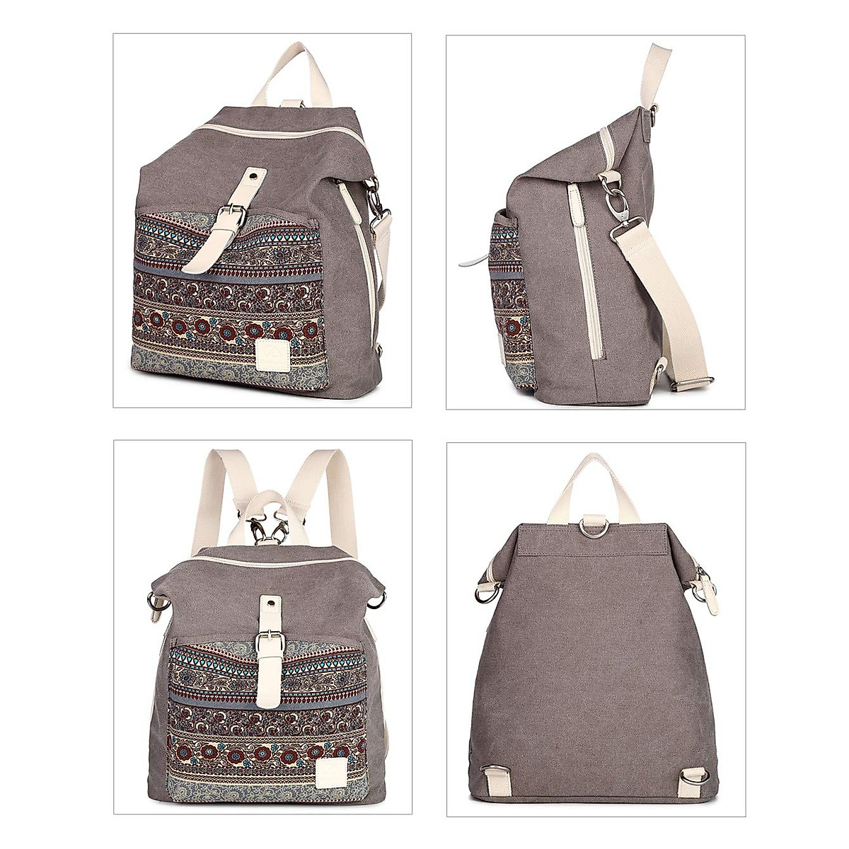 Backpack Purse Set Women Ladies Fashion Casual Lightweight Shoulder Bag Wallet Travel Daypack (Gray with Wallet)