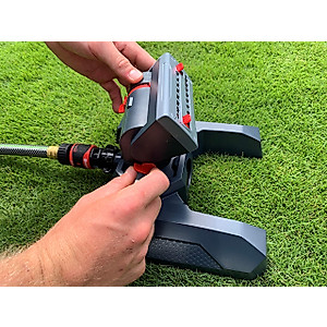 Eden 94125 Adjustable 4-Way Mini Turbo Oscillating Sprinkler W/Quick Connect Starter Set, 16 Nozzle, Covers up to 4,069 sq. ft. Heavy Weight Base
