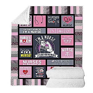 Ultra Soft Nurse Theme Blanket Microfiber Plush Sherpa Blanket Gifts for Women Nurses Warm Cozy Fuzzy Throw Blanket for Bed and Couch (Nurse Blanket01, 130cm x 150cm(51'' x 59''))