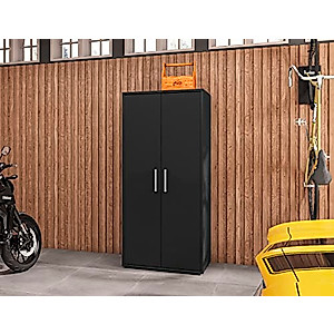 Manhattan Comfort Eiffel 3-Piece Storage Garage Set in Matte Black