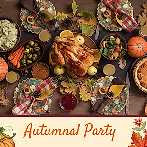 Confettiville Thanksgiving Paper Plates, 50-Count Fall-Themed Decorative Disposable Serving Plates, Teal, Gold Foil Scalloped Edge, 9 Inches