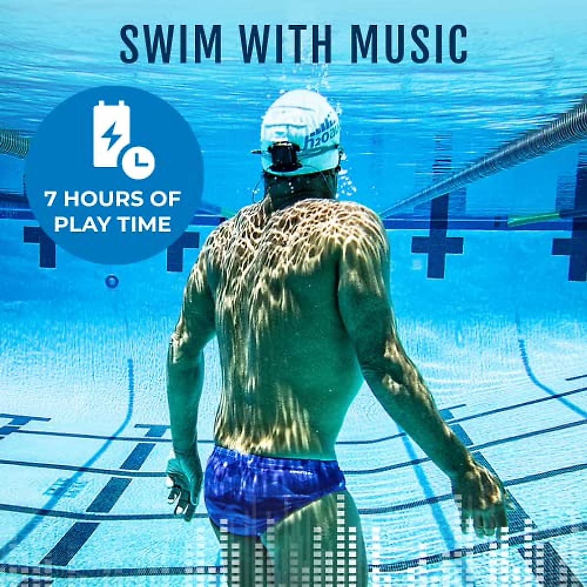 H2O Audio Interval - Swimming Headphones Made for Apple Watch with Bass-Amplified Surge S+ Swimming Earbuds - Bluetooth Swimming Headphones for Underwater Sports - 6-Hour Playtime - Waterproof IPX8