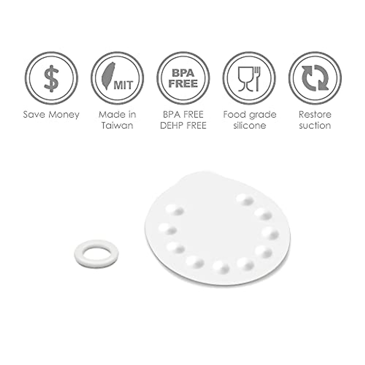 Replacement Parts for Medela Harmony Manual Pump; 4 O-Rings, 2 Membranes by Maymom